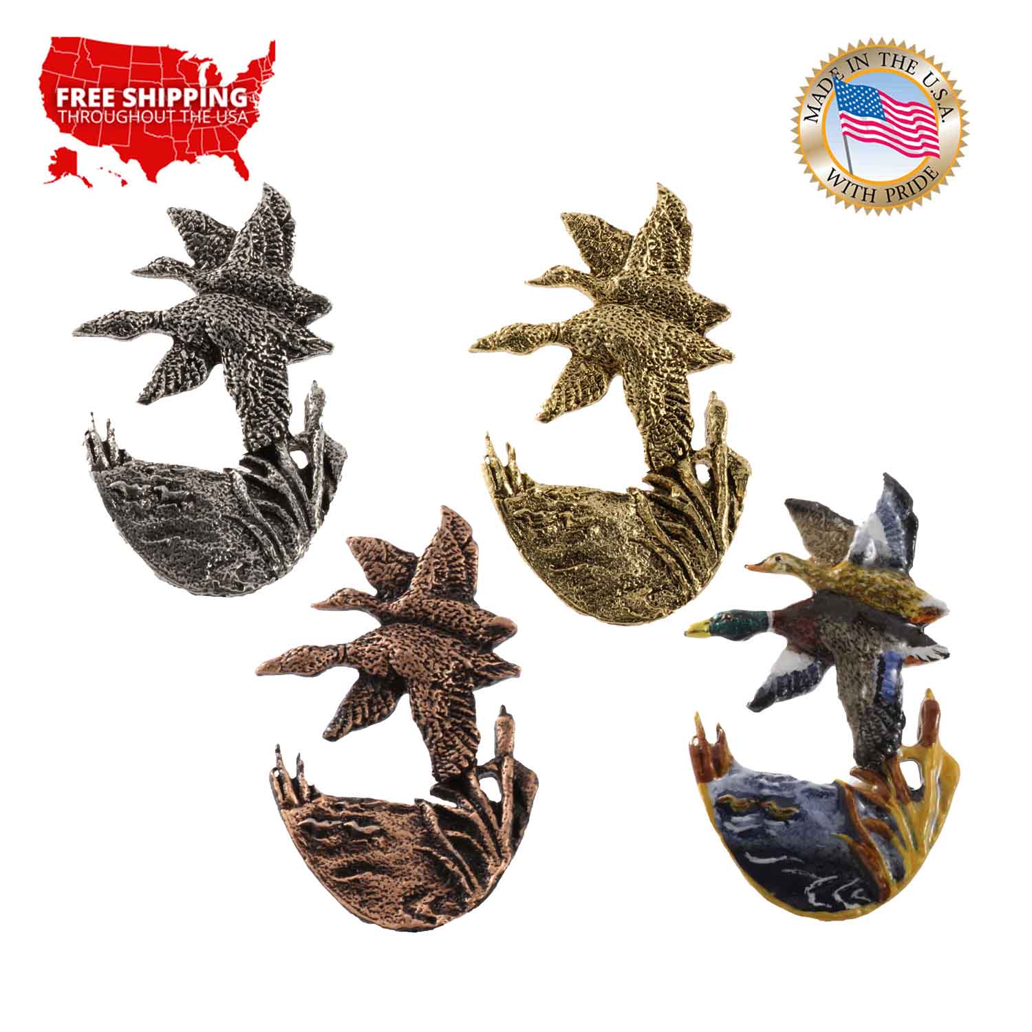 MALLARD FLYING IN CATTAILS PREMIUM PIN, B007PR, FLYING, BIRDS, PREMIUM ...