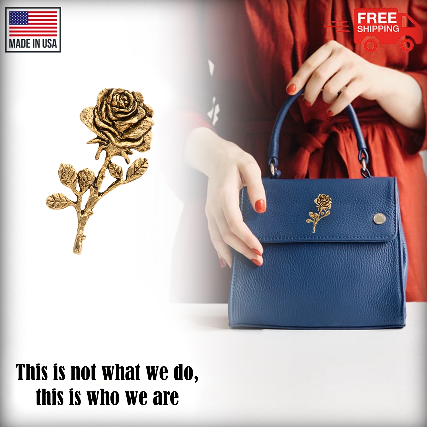 Rose With Stem Premium Pin, A137PR, Flower, Lapel, Brooch, Premium Pins ...