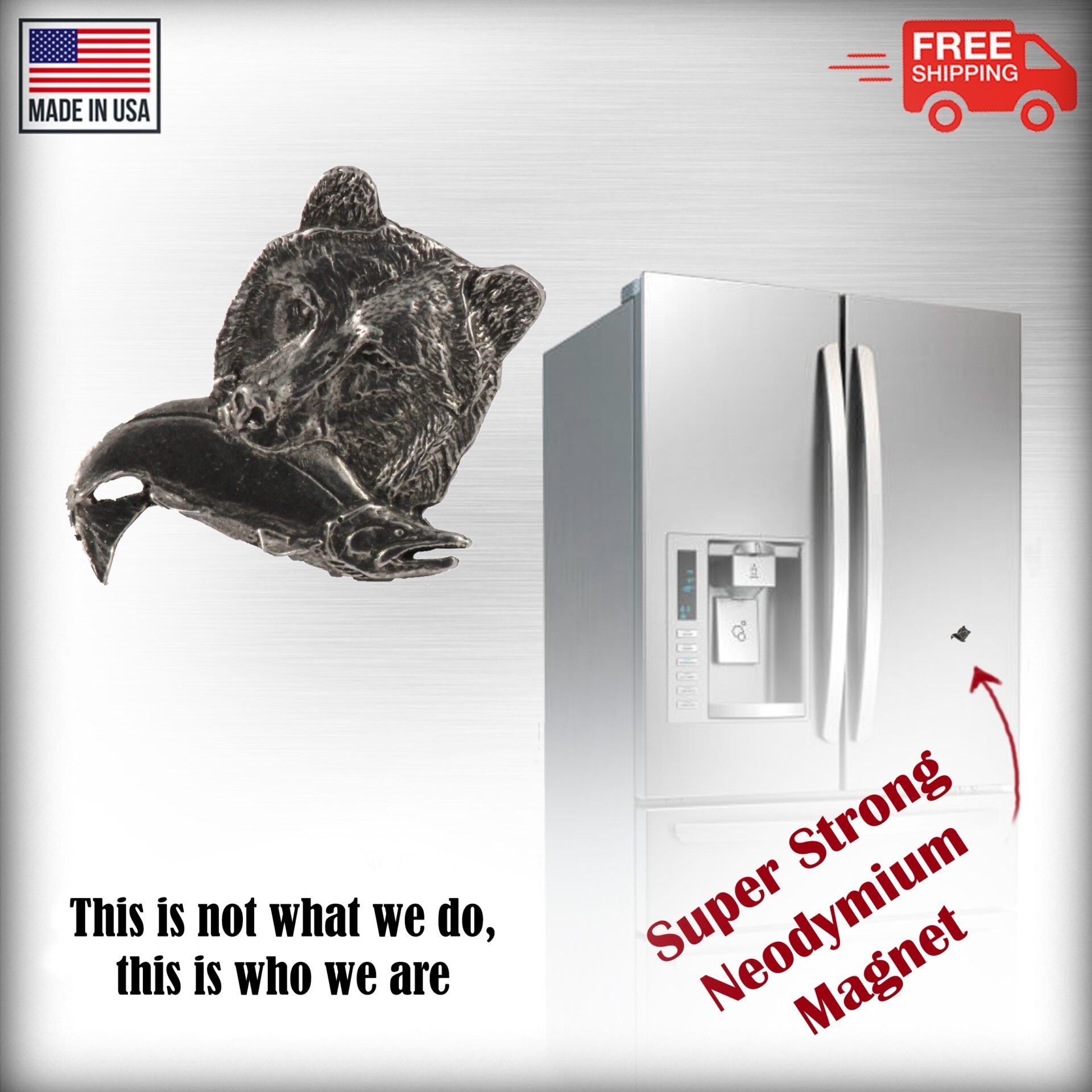 Brown Bear Salmon Magnet, Grizzly Bear, M037, Magnetic, Fridge ...