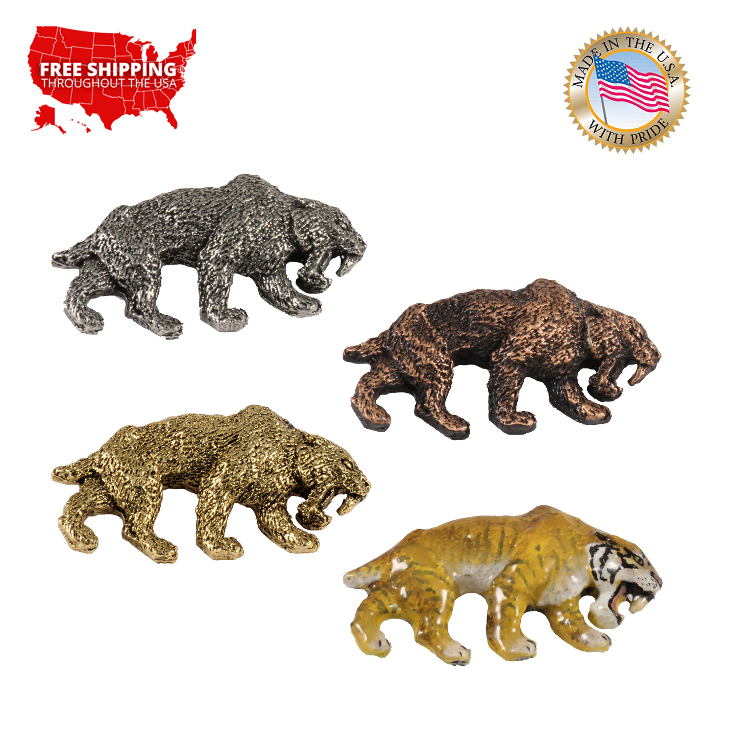 Saber Tooth Cat Full Body Premium Pin, A201PR, Ice Age, Prehistoric ...